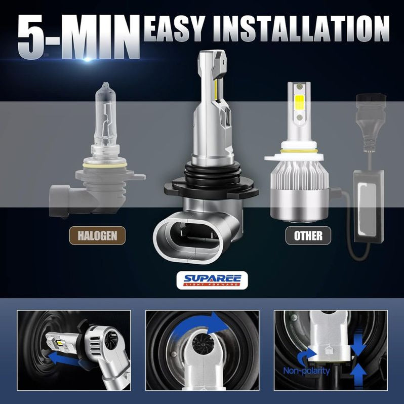 HIR2 9012 LED Bulbs with Diamond White 6500K for Headlights — SUPAREE