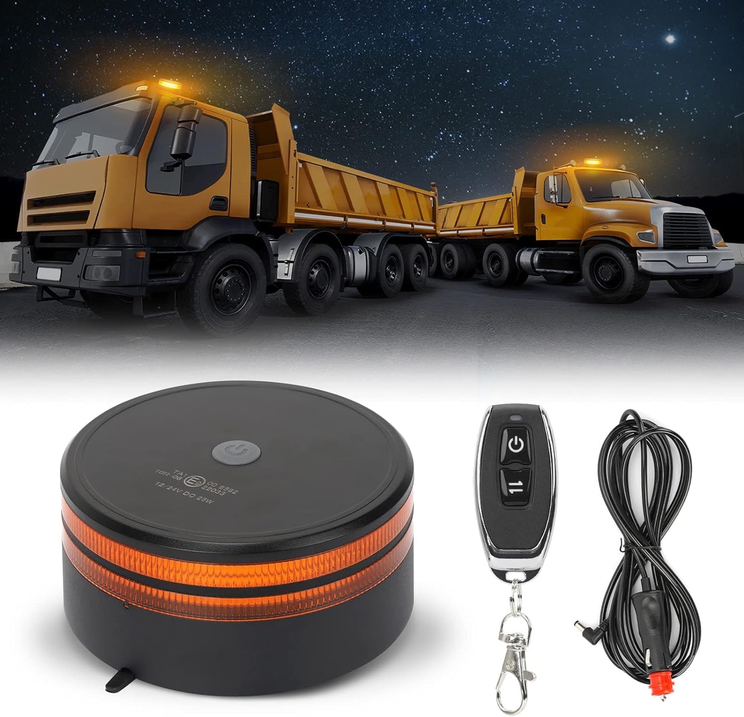 Suparee Wireless Amber Strobe Light for Trucks with Remote Control ...