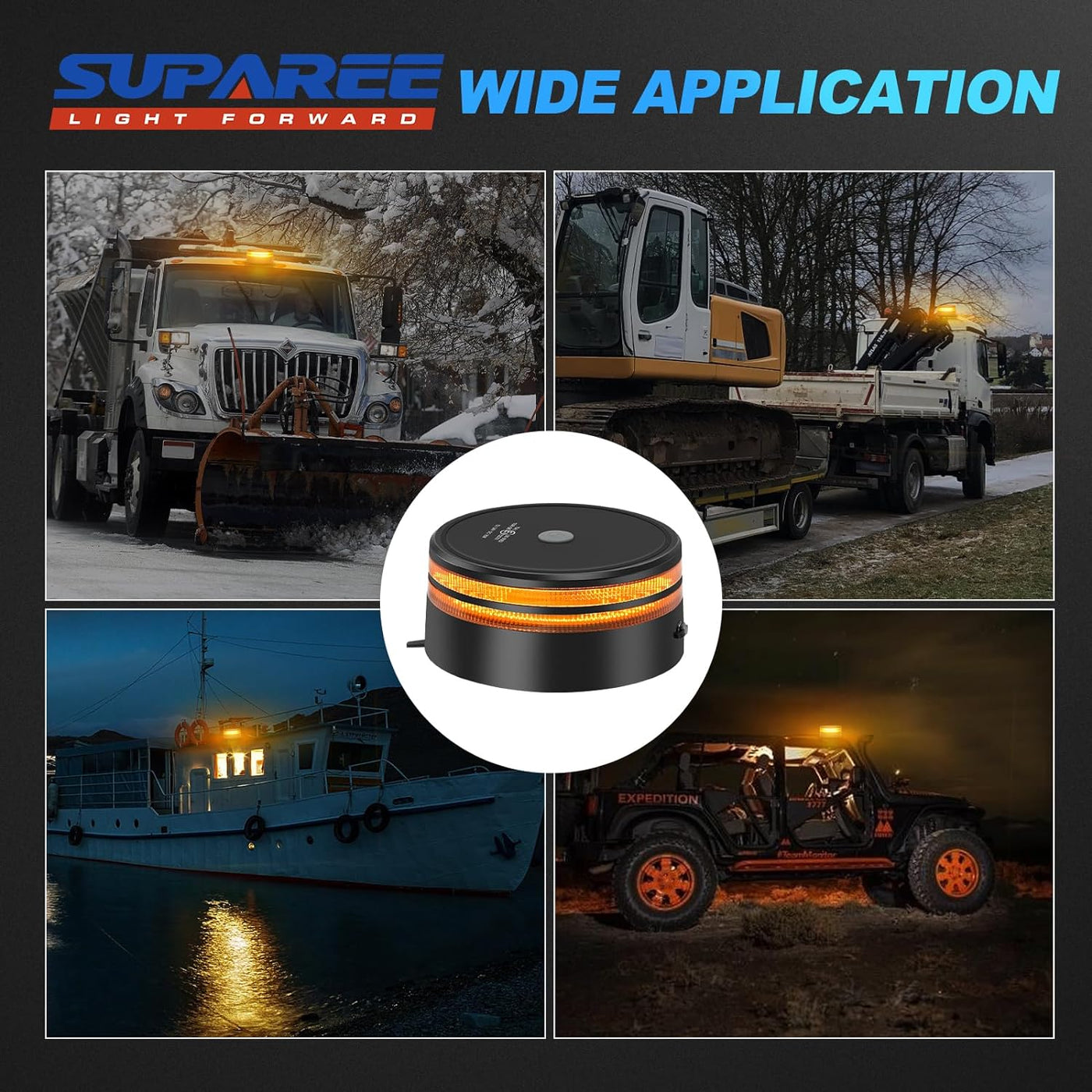 Suparee Wireless Amber Strobe Light for Trucks with Remote Control ...