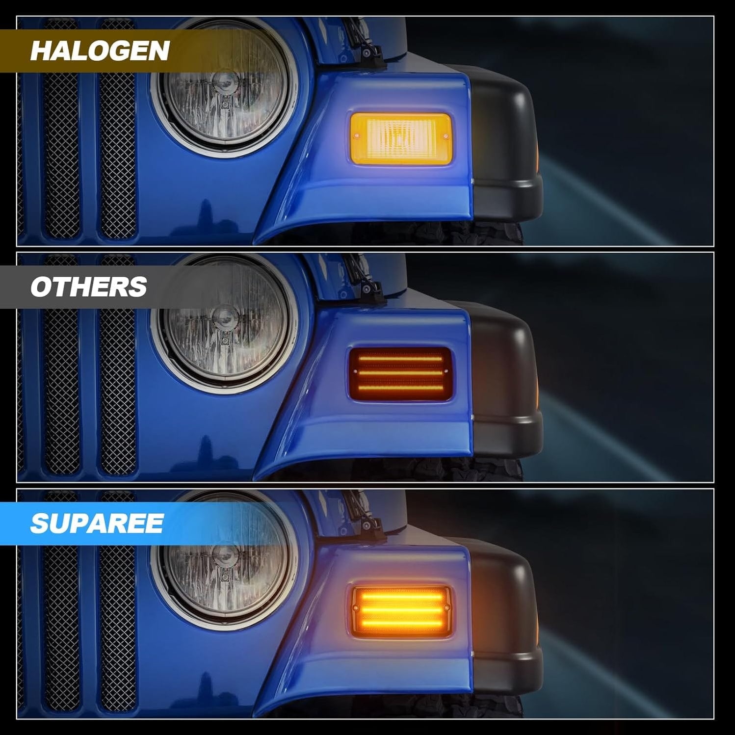 Suparee Jeep Wrangler TJ LED Turn Signal Lights with Sequential Amber ...