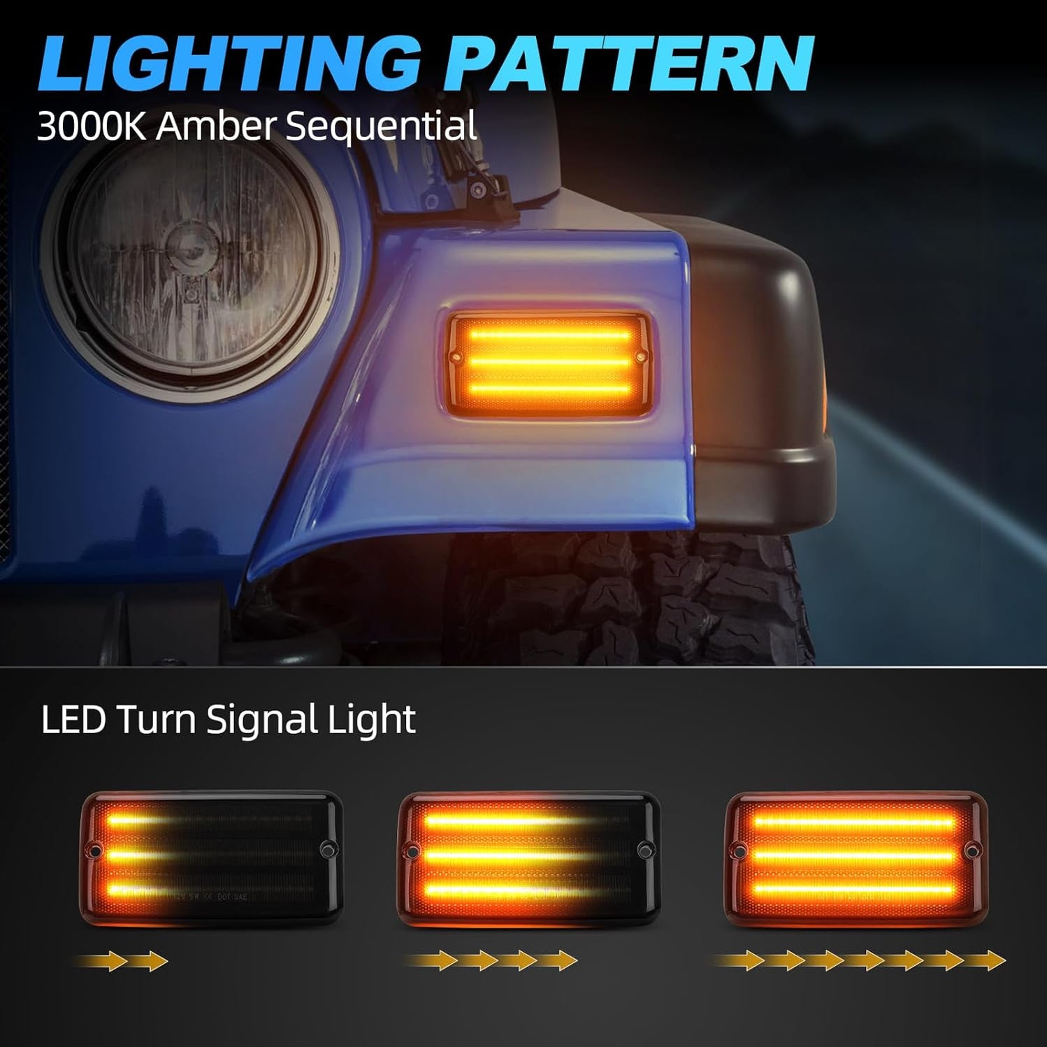 Suparee Jeep Wrangler TJ LED Turn Signal Lights with Sequential Amber ...