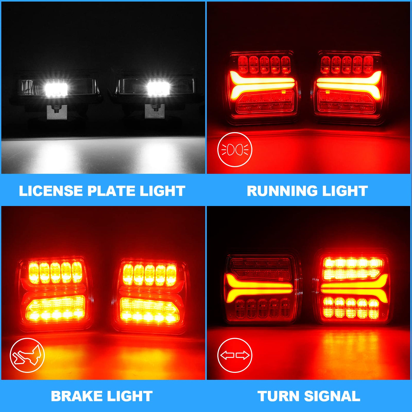 Wireless 2 PCS LED Trailer Light Kit Rechargeable for Trailers Trucks ...