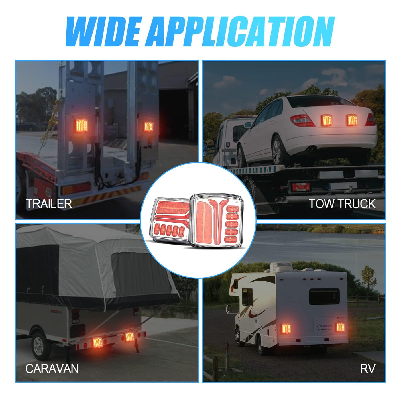 Wireless 2 PCS LED Trailer Light Kit Rechargeable for Trailers Trucks ...