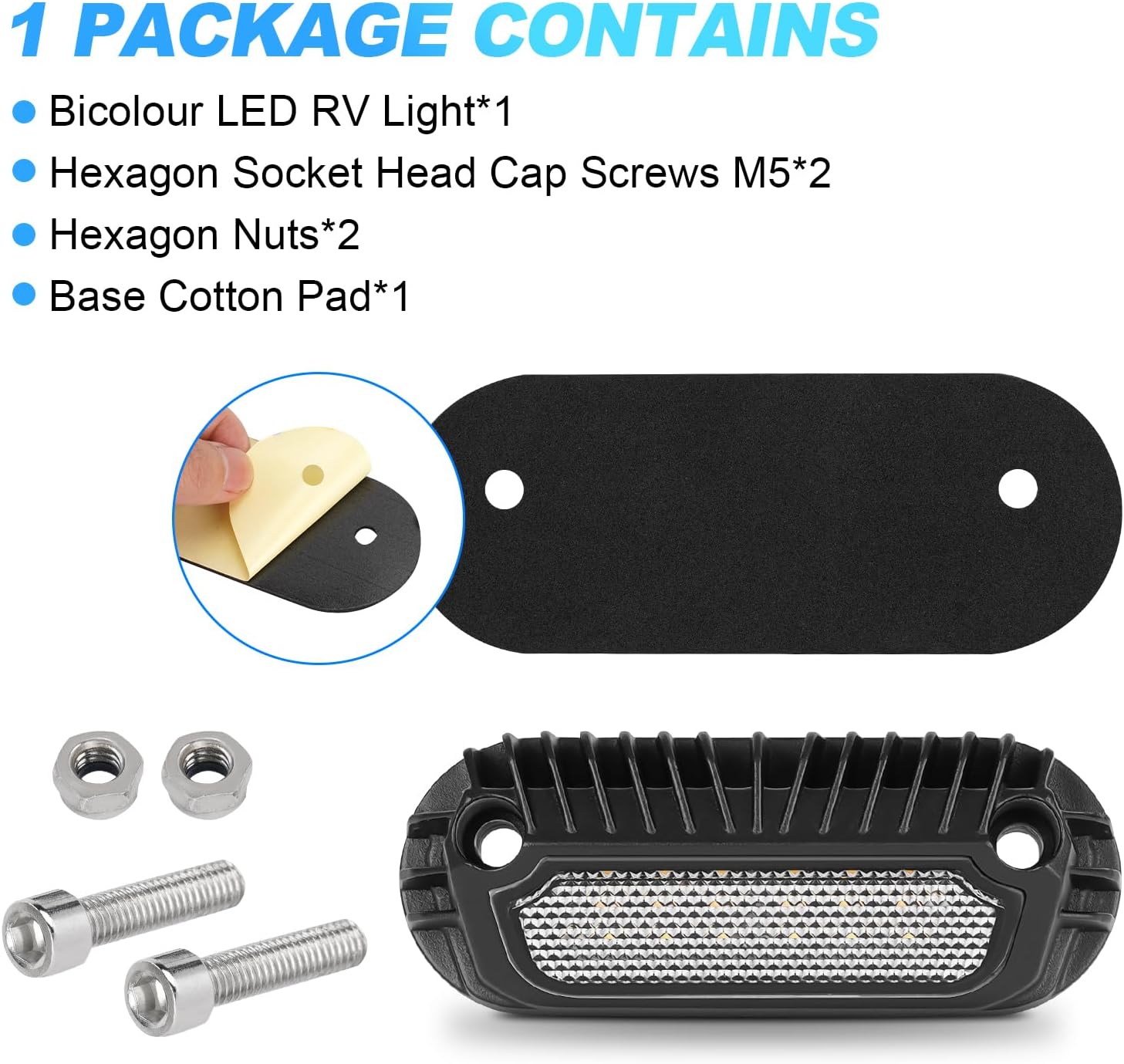 SUPAREE 12V RV LED Porch Light with Aluminum Base Kit for RVs Trailers
