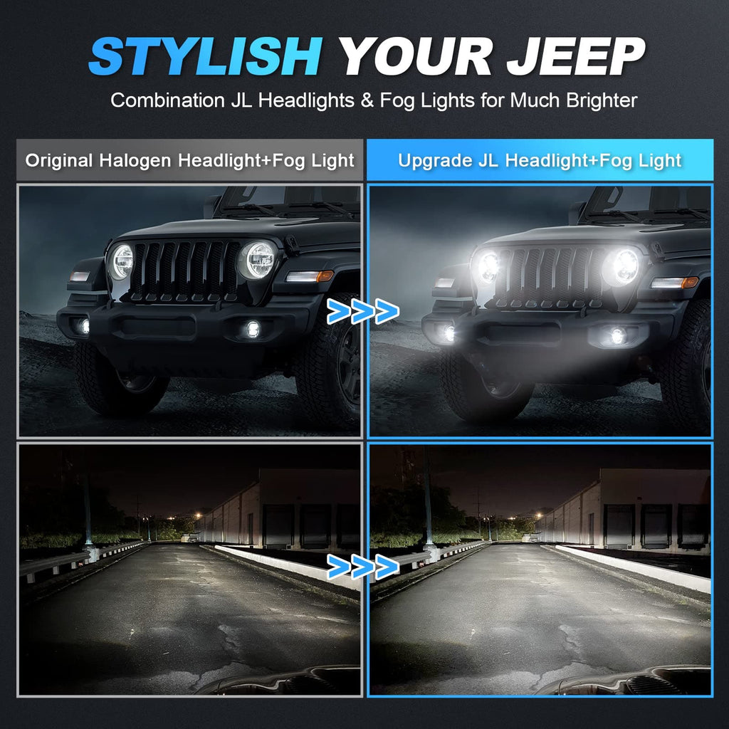 9 inch LED Headlights and 4 inch Fog Lights for Jeep JL JT – SUPAREE US
