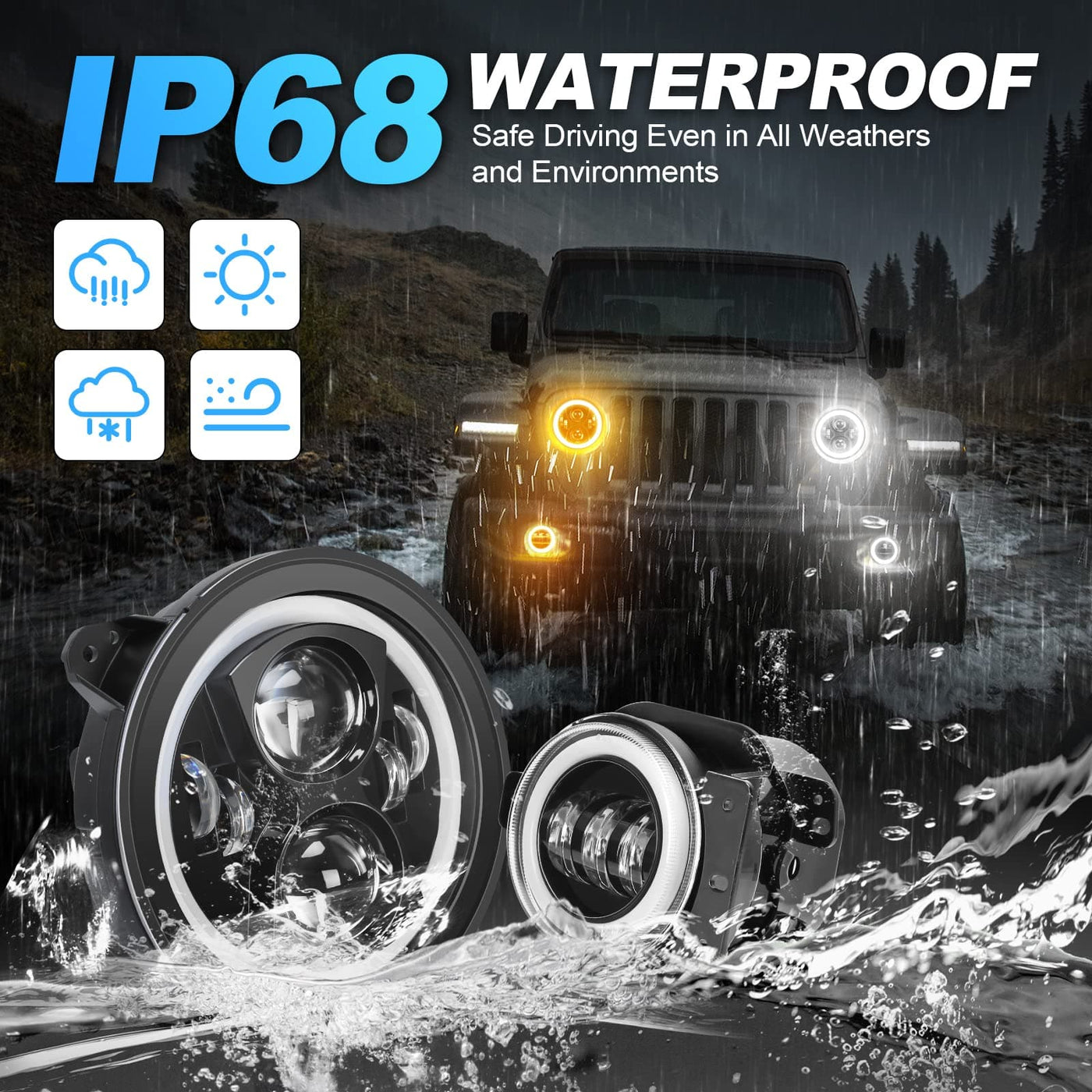 9 inch LED Headlights and 4 inch Fog Lights for Jeep JL JT — SUPAREE