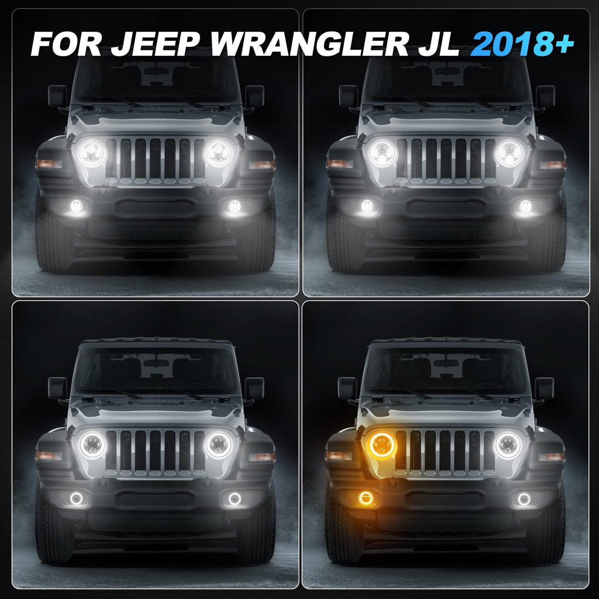 SUPAREE Jeep 9 inch LED Headlights and 4 inch Fog Lights for JL JT