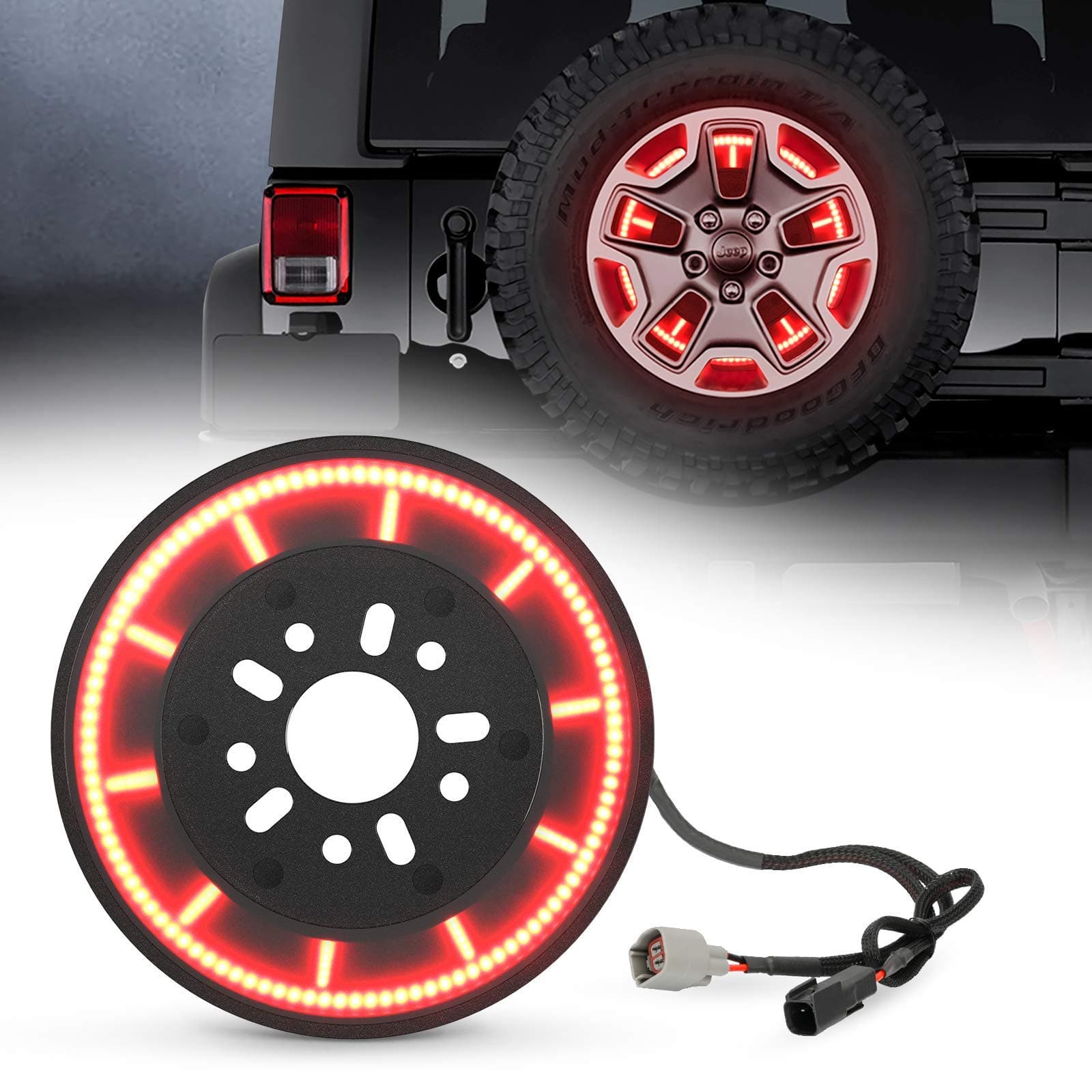 Suparee Jeep JK JKU T-style LED Spare Tire Brake Light for 2007-2018