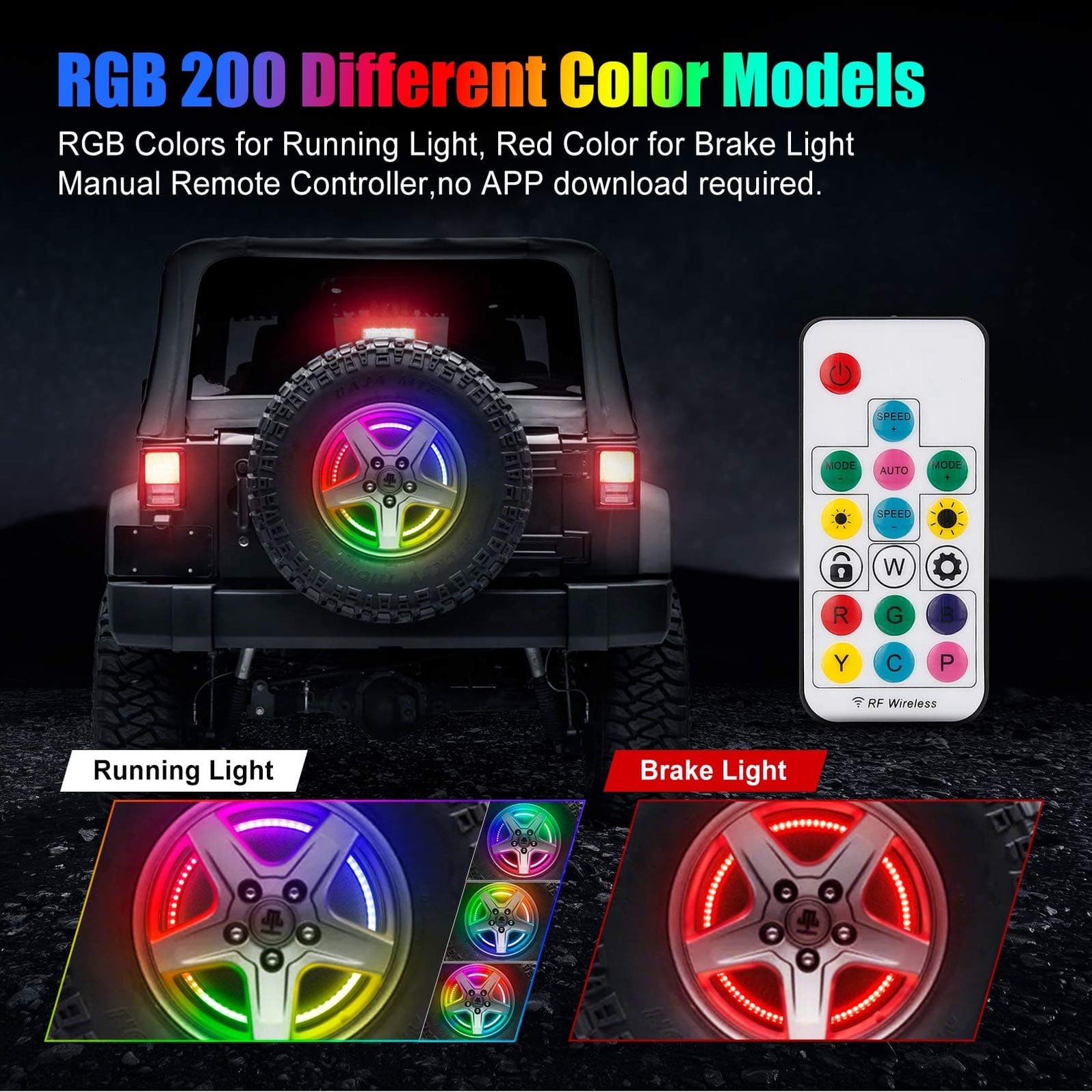 SUPAREE RGB Spare Tire Brake Light for Jeep Wrangler