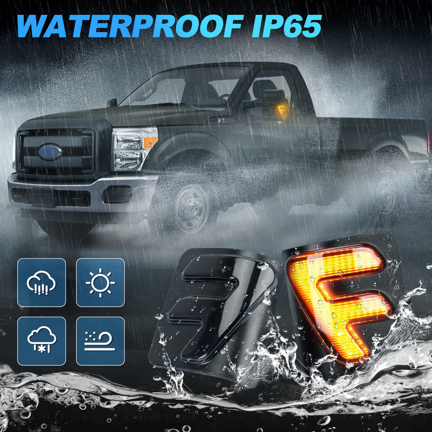 SUPAREE Ford LED Side Mirror Lights with Switchback F-Style